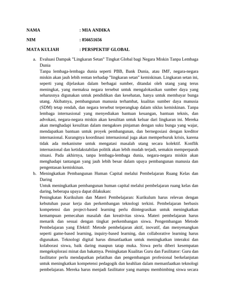Dampak Lembaga Global pada Negara Miskin | PDF