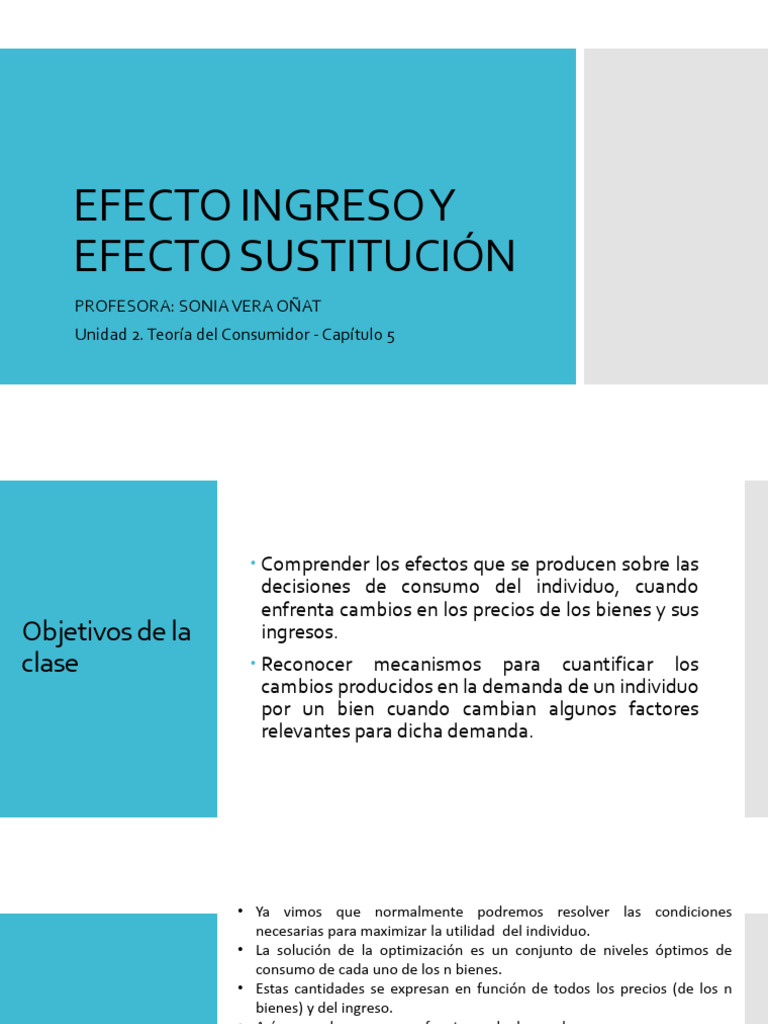Unidad 2. Cap 5. EFECTO INGRESO Y EFECTO SUSTITUCIÓN | PDF | Curva de demanda | Teorías económicas