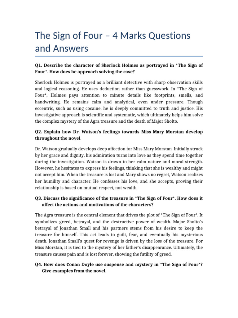 Key Themes and Characters in The Sign of Four | PDF | The Sign Of The ...