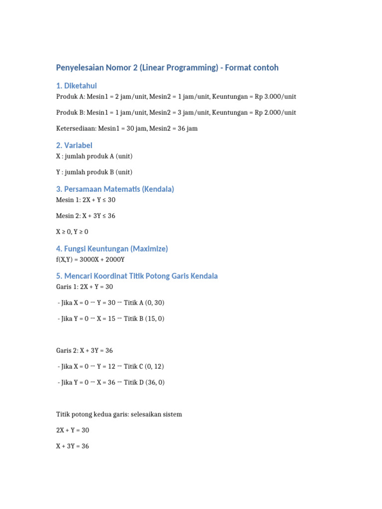 Penyelesaian Nomor 2 Linear Programming | PDF