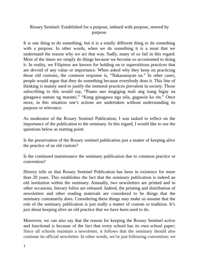 Rosary Sentinel Column 20205 | PDF | Seminary