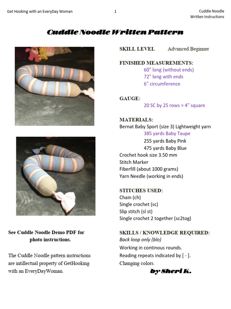 GetHookingCrochet Cuddle - Noodle - Written - Instructions | PDF ...