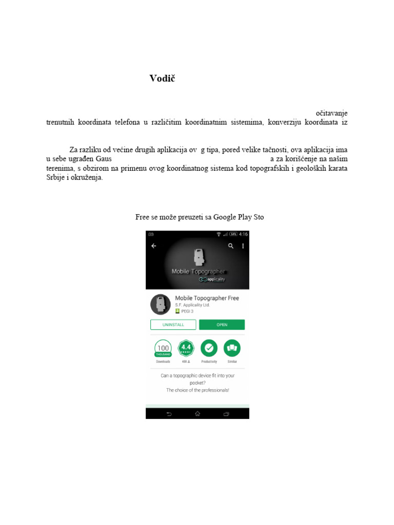 Mobile Topographer Free - Vodic Kroz Aplikaciju | PDF