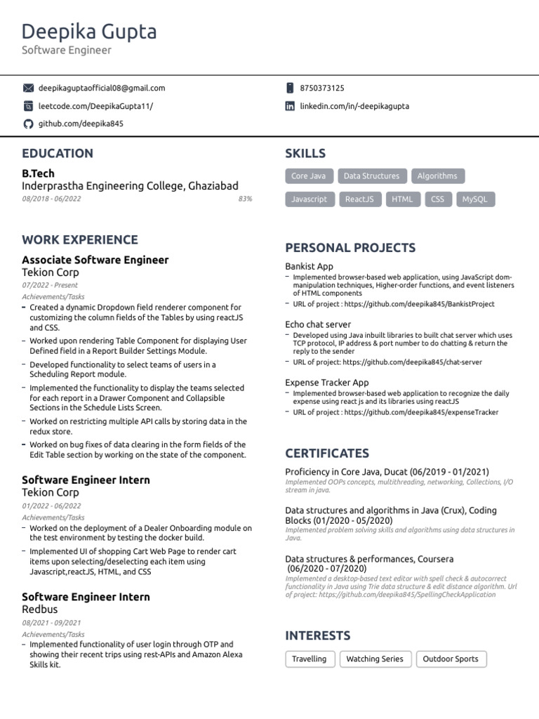 Deepika's Resume | PDF | Web Application | Web Development