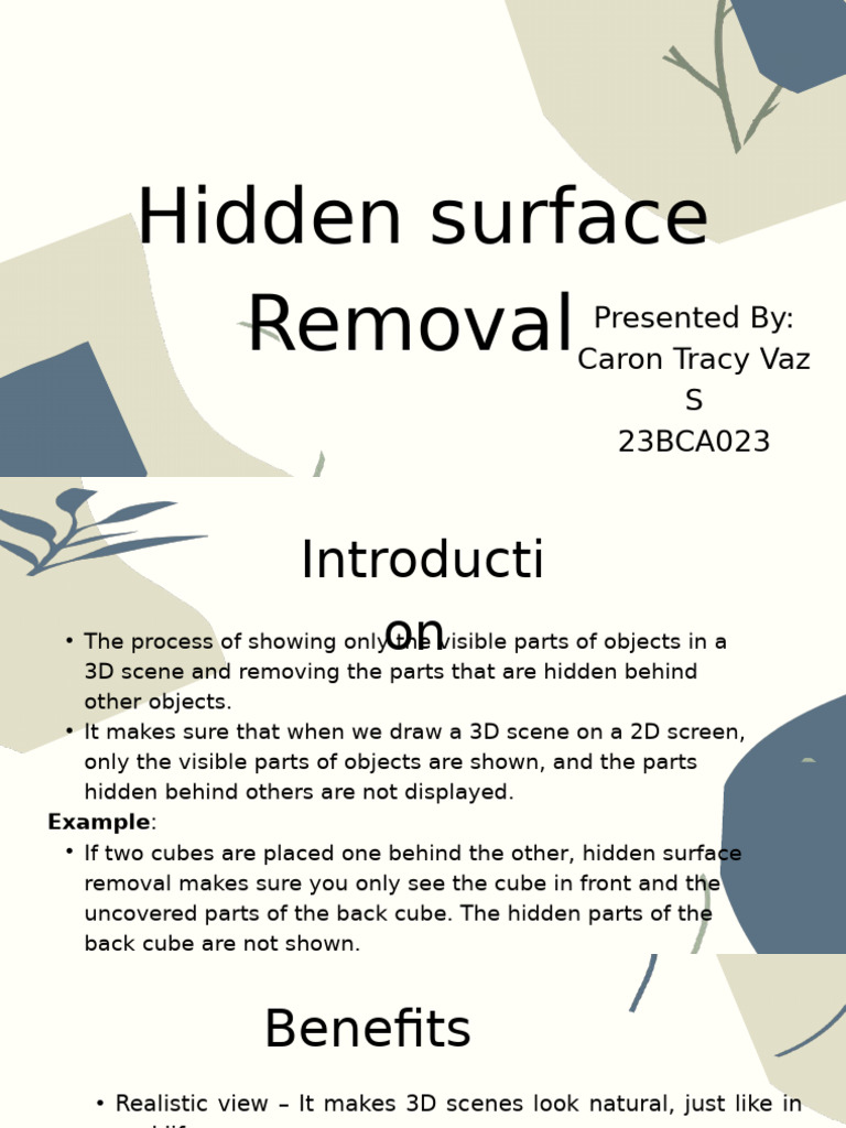 Hidden Surface Removal in 3D Graphics | PDF