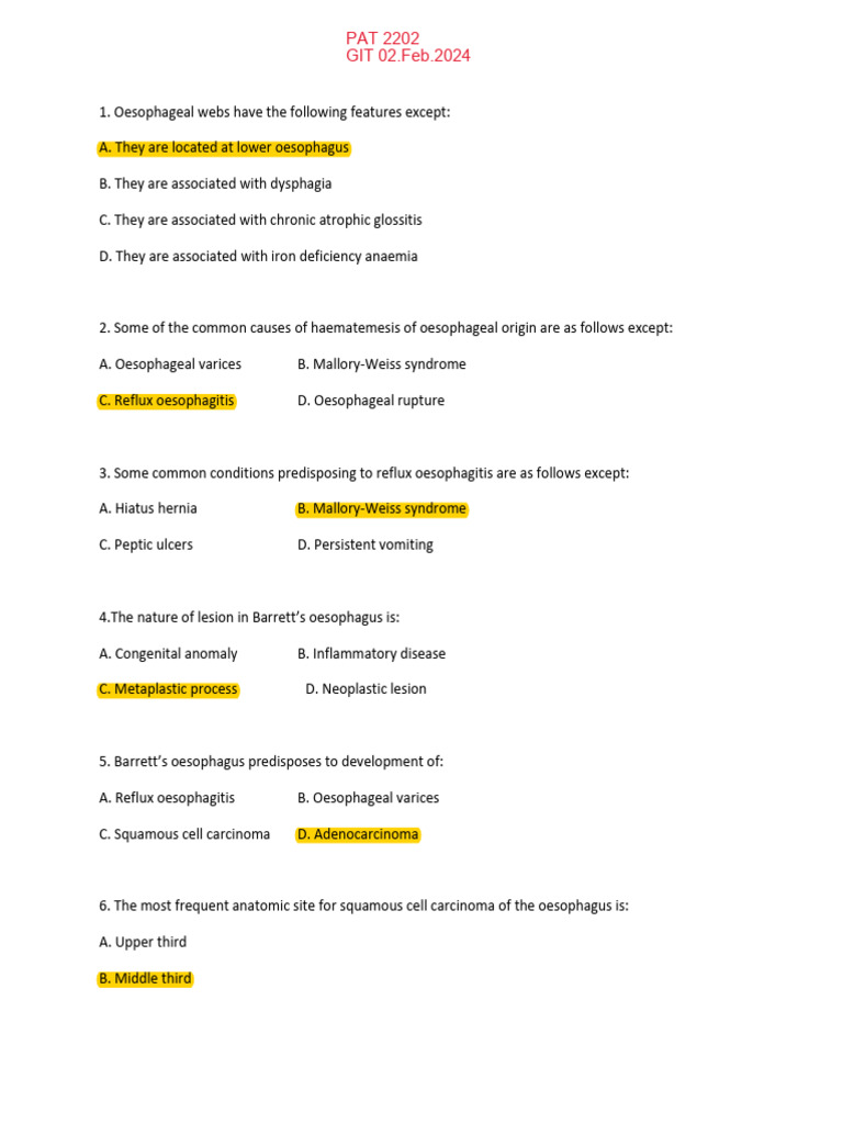 Oesophageal and Gastric Disorders Overview | PDF | Esophagus | Gallbladder