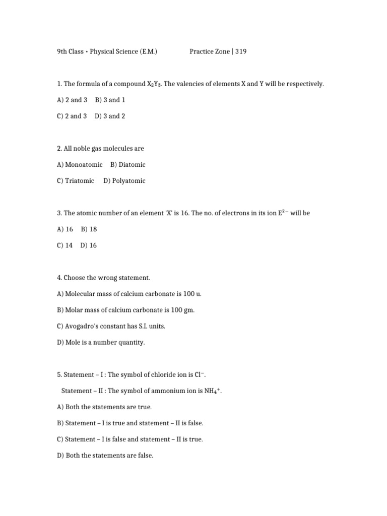 Physical Science Practice Zone | PDF