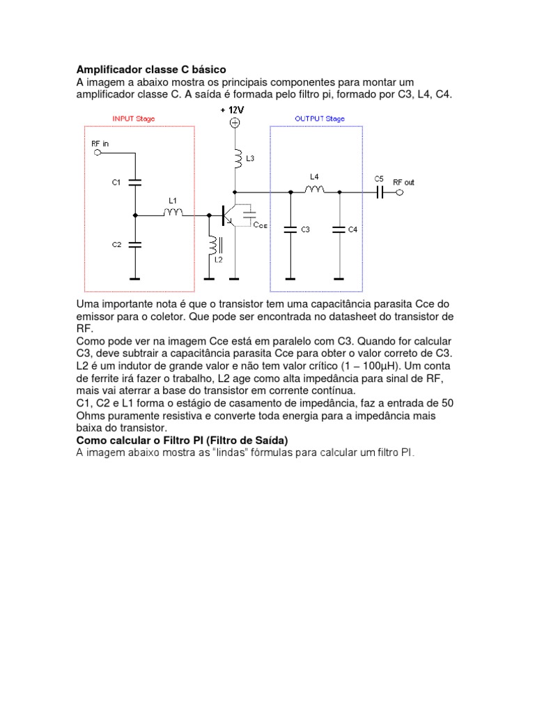 Amplificador Classe C Básico Pdf Indutor Impedância Elétrica