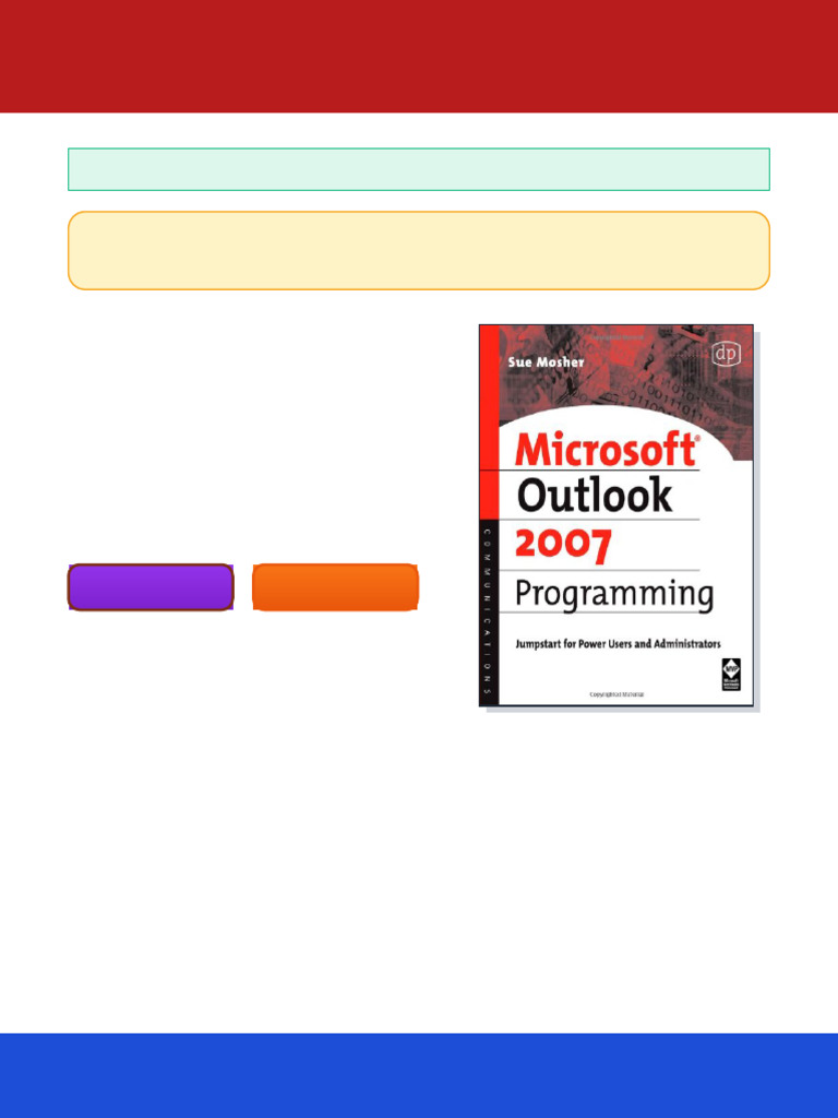 Microsoft Outlook 2007 Programming Jumpstart for Power Users and Administrators Sue Mosher ebook ...