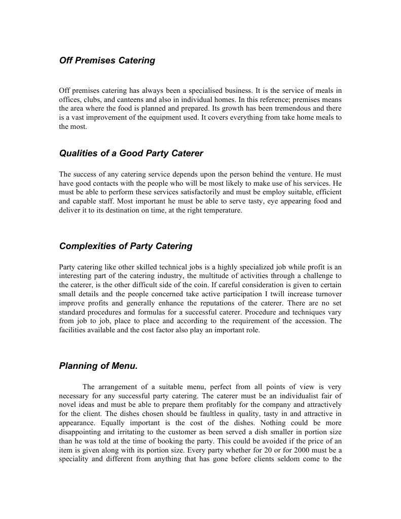 Outdoor Catering | PDF | Menu | Tableware