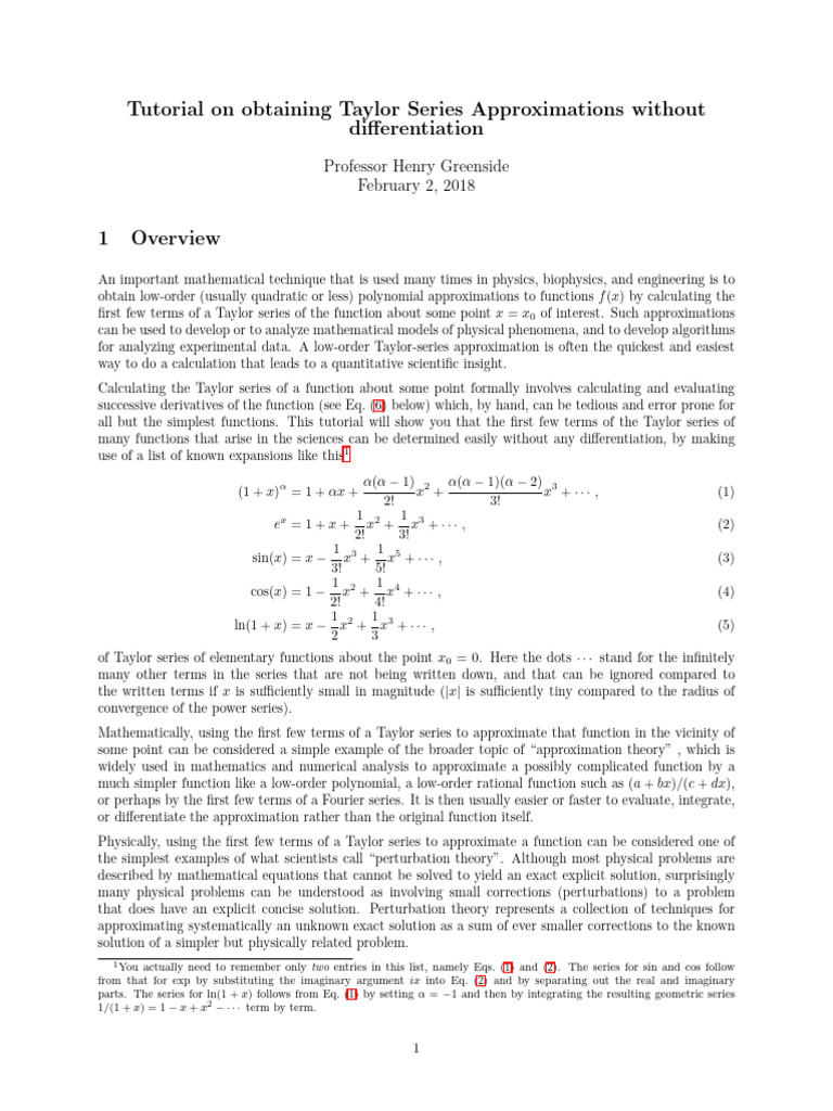Taylor Series Tutorial | PDF | Orbit | Polynomial