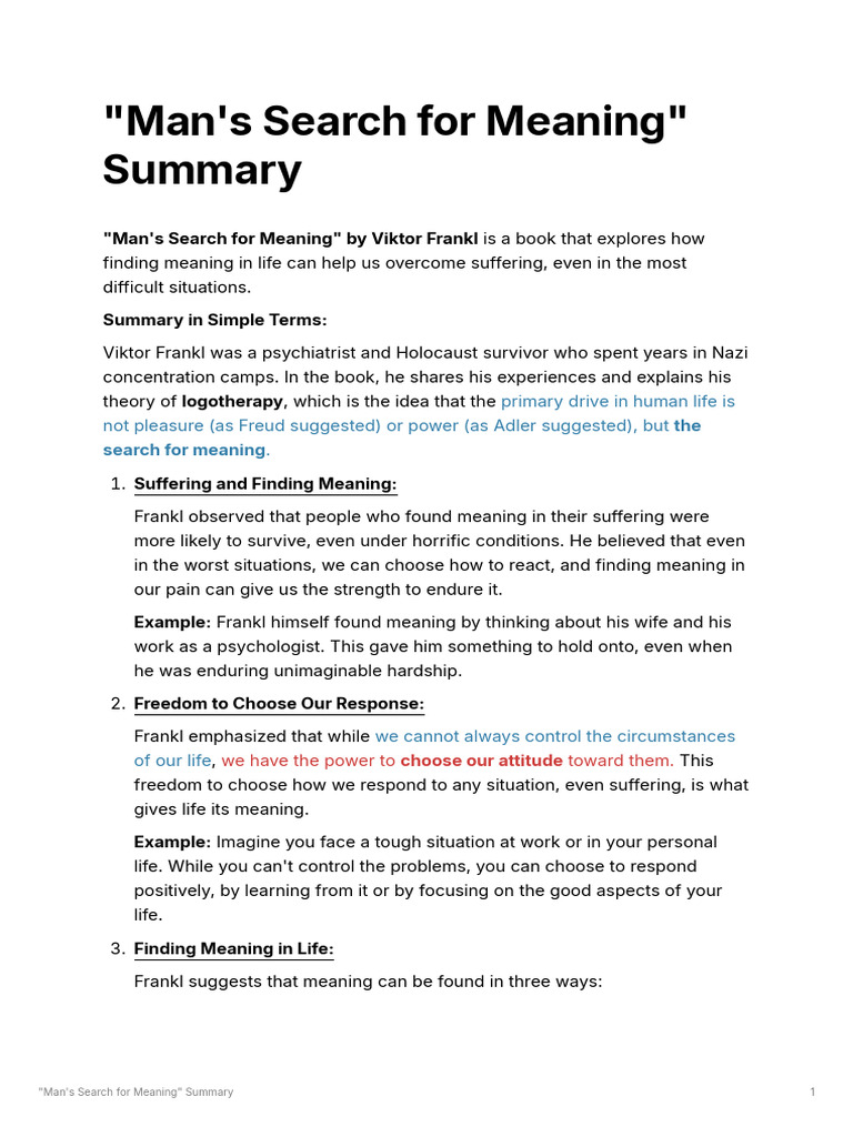 Man's Search For Meaning | PDF | Psychology | Behavioural Sciences