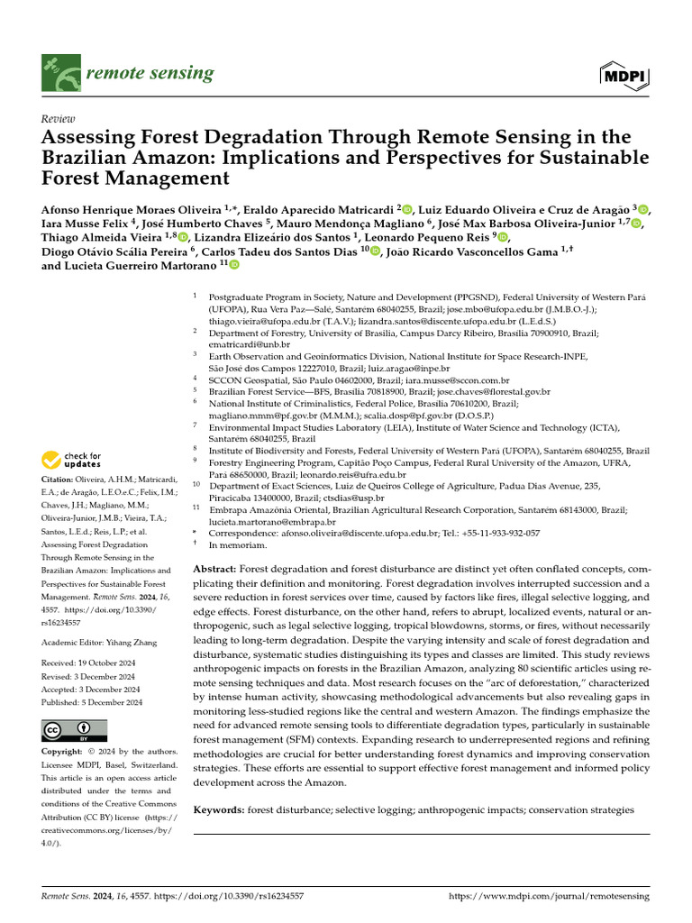 Remote Sensing of Amazon Forest Degradation | PDF | Forest Management ...