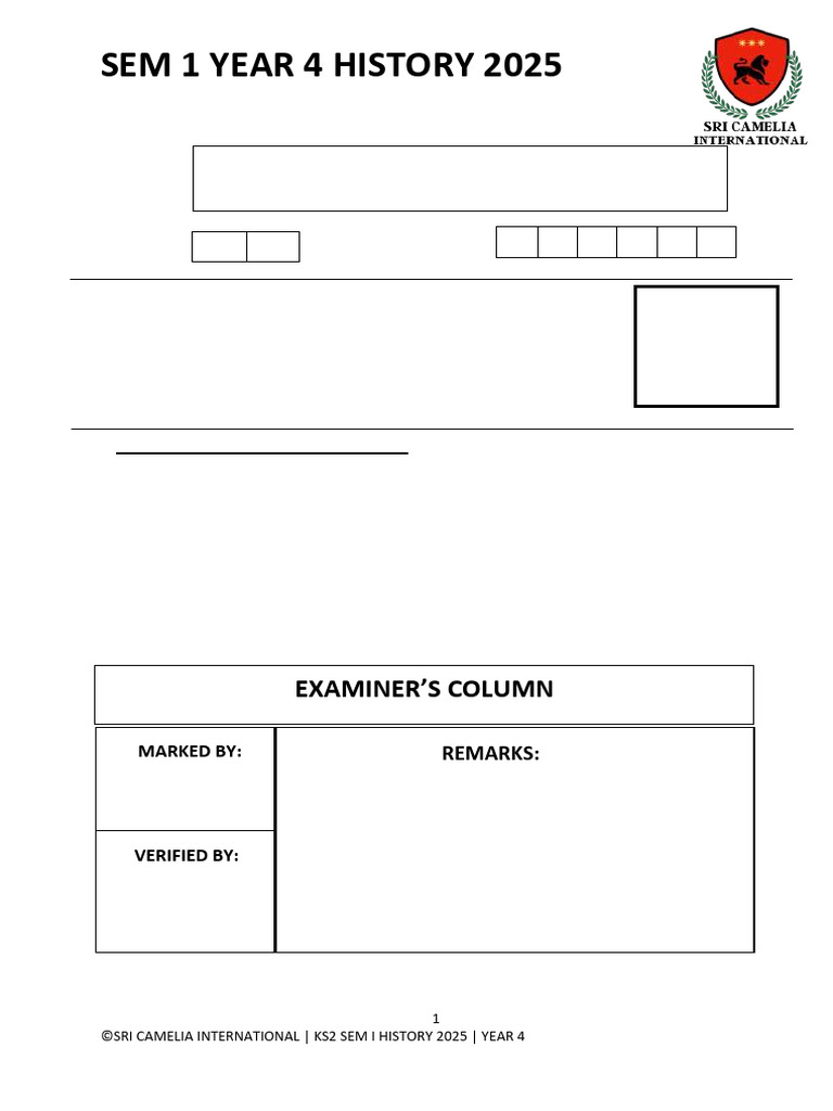 Year 4 History Exam Paper 2025 | PDF | Ancient Egypt | Pyramid