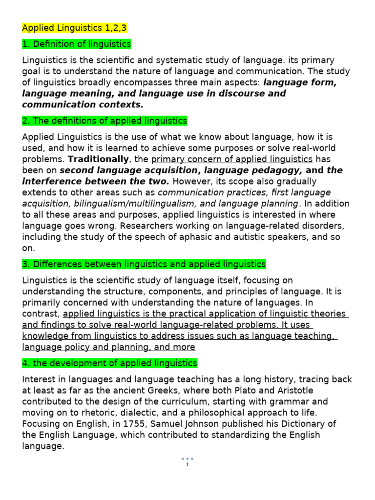 Understanding Applied Linguistics Concepts | PDF | Second Language ...