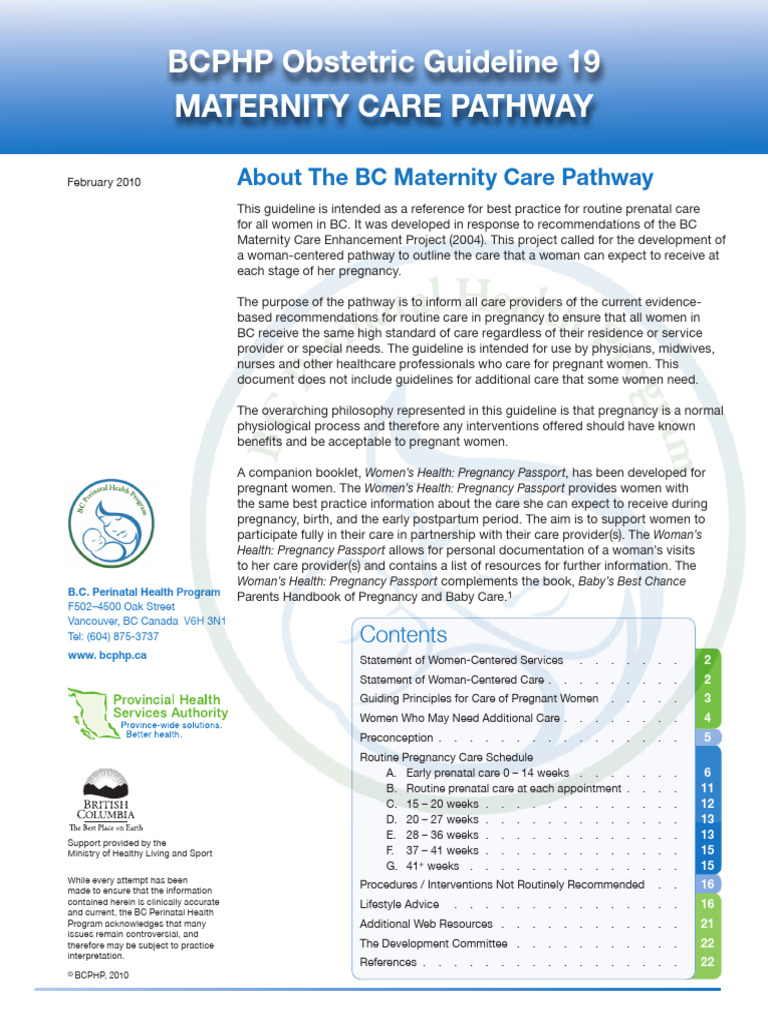 BC Maternity Care Pathway Guide | PDF | Pregnancy | Human Pregnancy