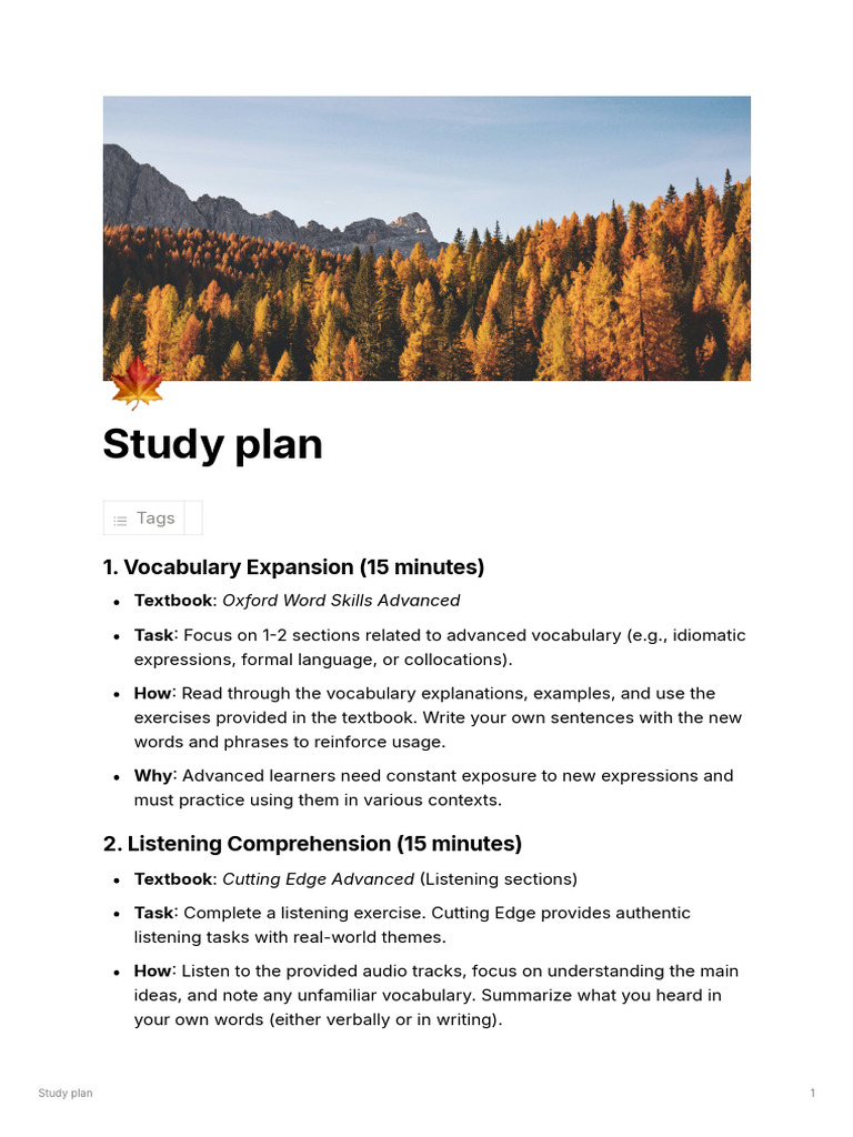 Advanced English Study Plan Guide | PDF | Reading Comprehension ...
