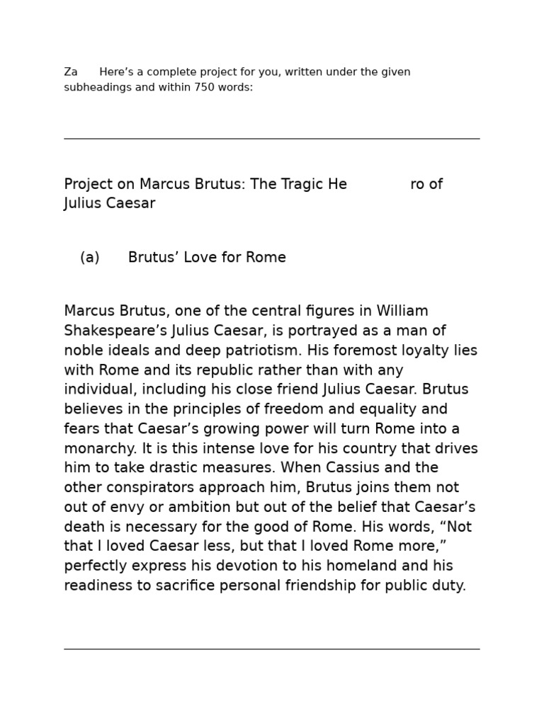 Marcus Brutus: Tragic Hero Analysis | PDF | Mark Antony | Julius Caesar