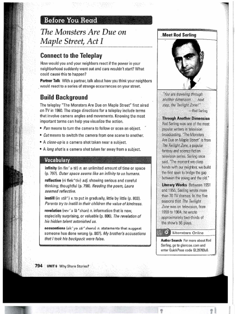 The Monsters Are Due On Maple ST Act 1 Story | PDF