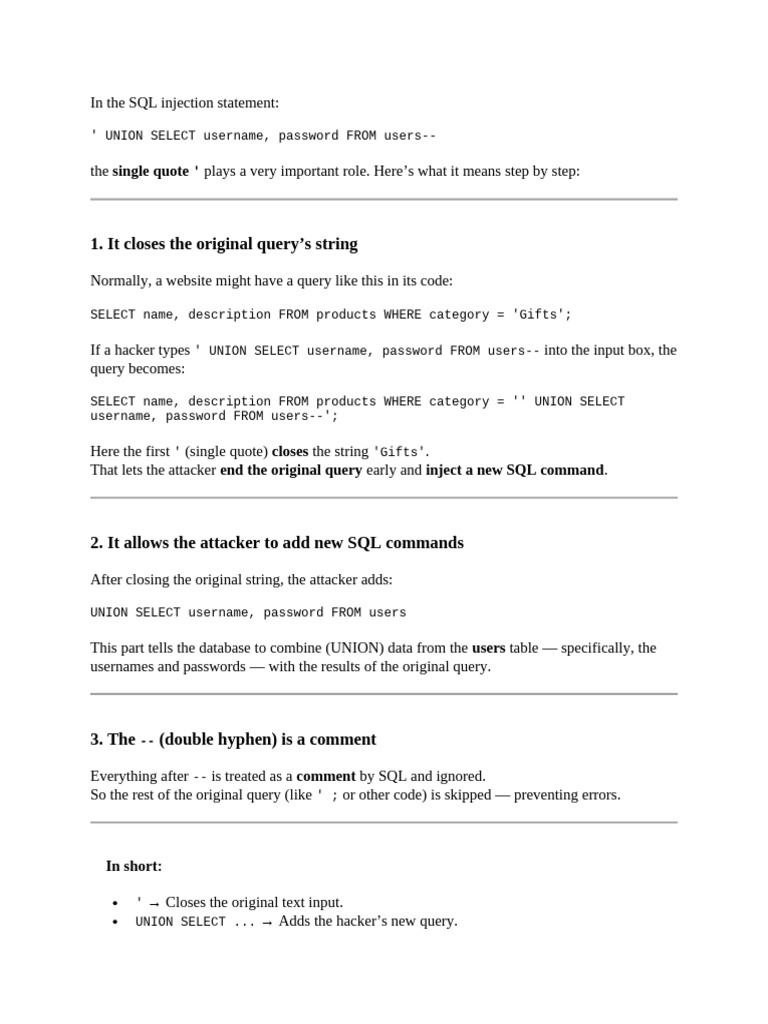 SQL Injection Query | PDF