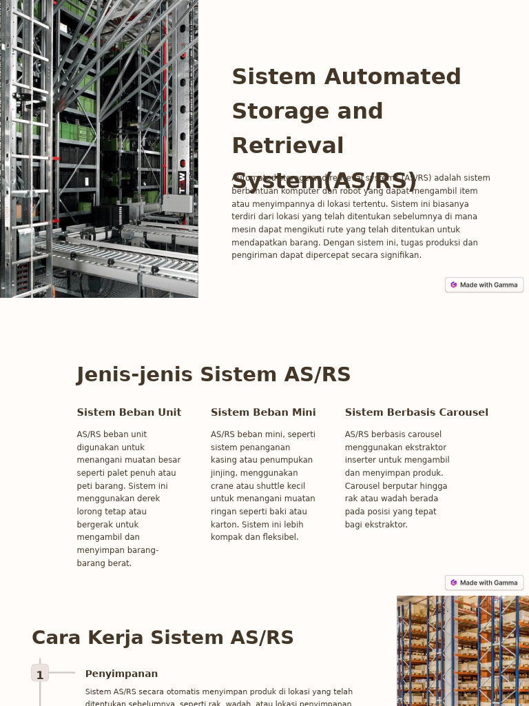 Sistem Automated Storage and Retrieval System ASRS | PDF