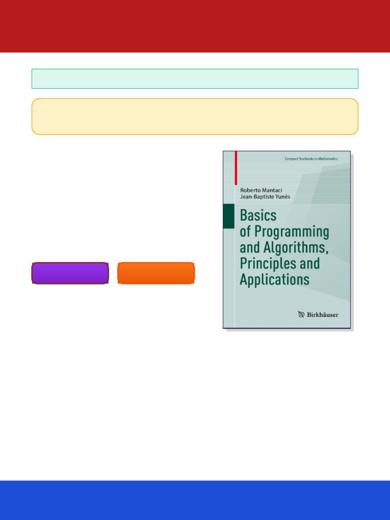 Basics of Programming and Algorithms Principles and Applications 2024th ...