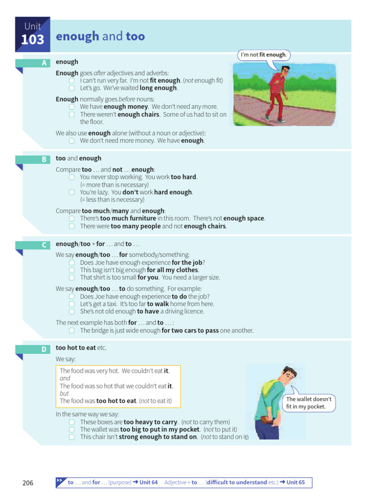 Understanding "Enough" and "Too" Usage | PDF | Adjective | English Grammar