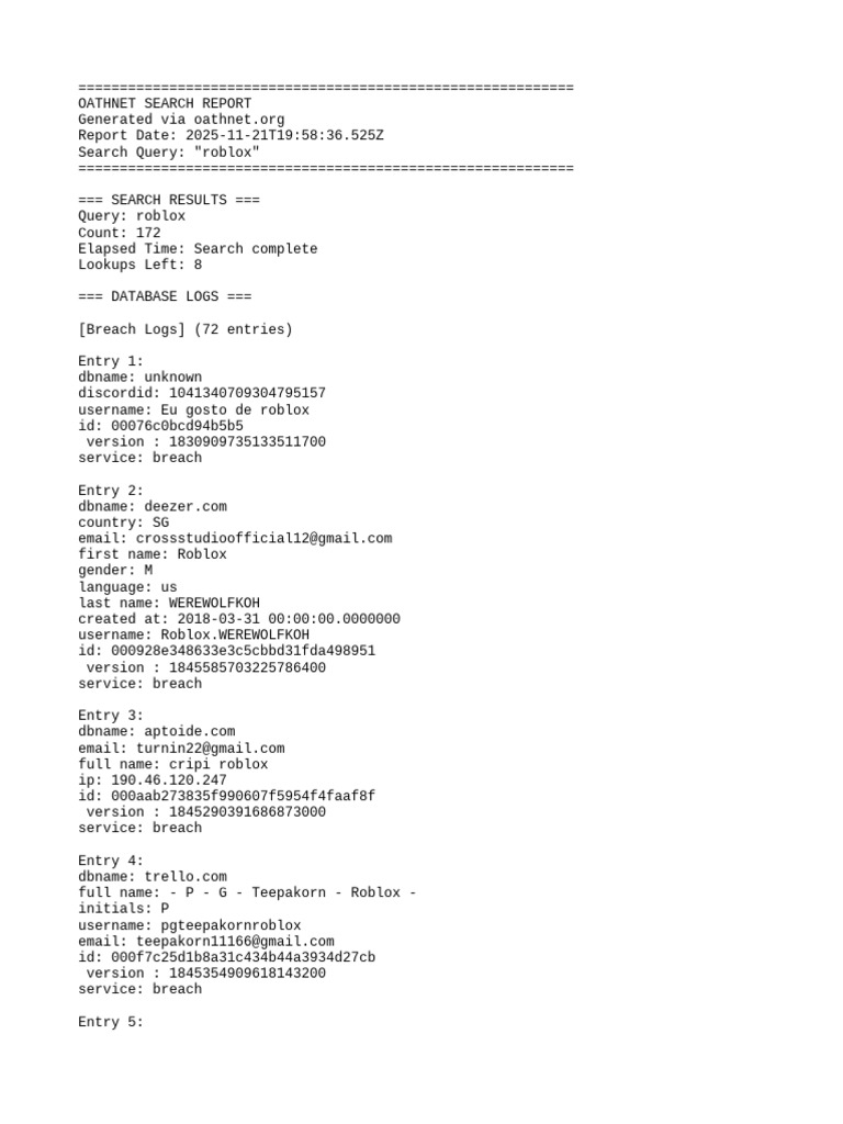 Roblox Breach Search Report | PDF | Access Control | Security Engineering