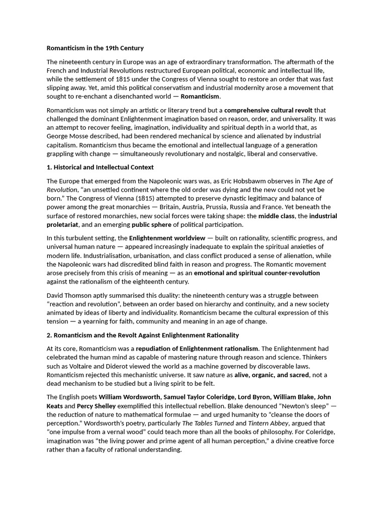 Romanticism in the 19th Century | PDF | Romanticism | Age Of Enlightenment