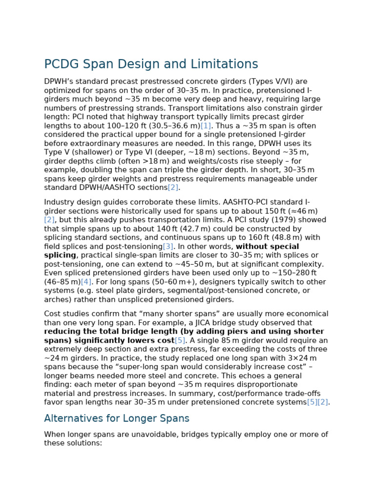 Precast Girder Span Limits and Design | PDF | Prestressed Concrete | Bridge