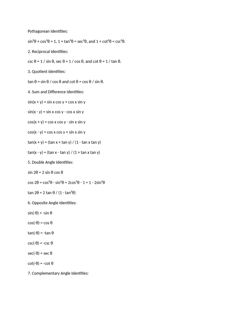 Pythagorean Identities | PDF