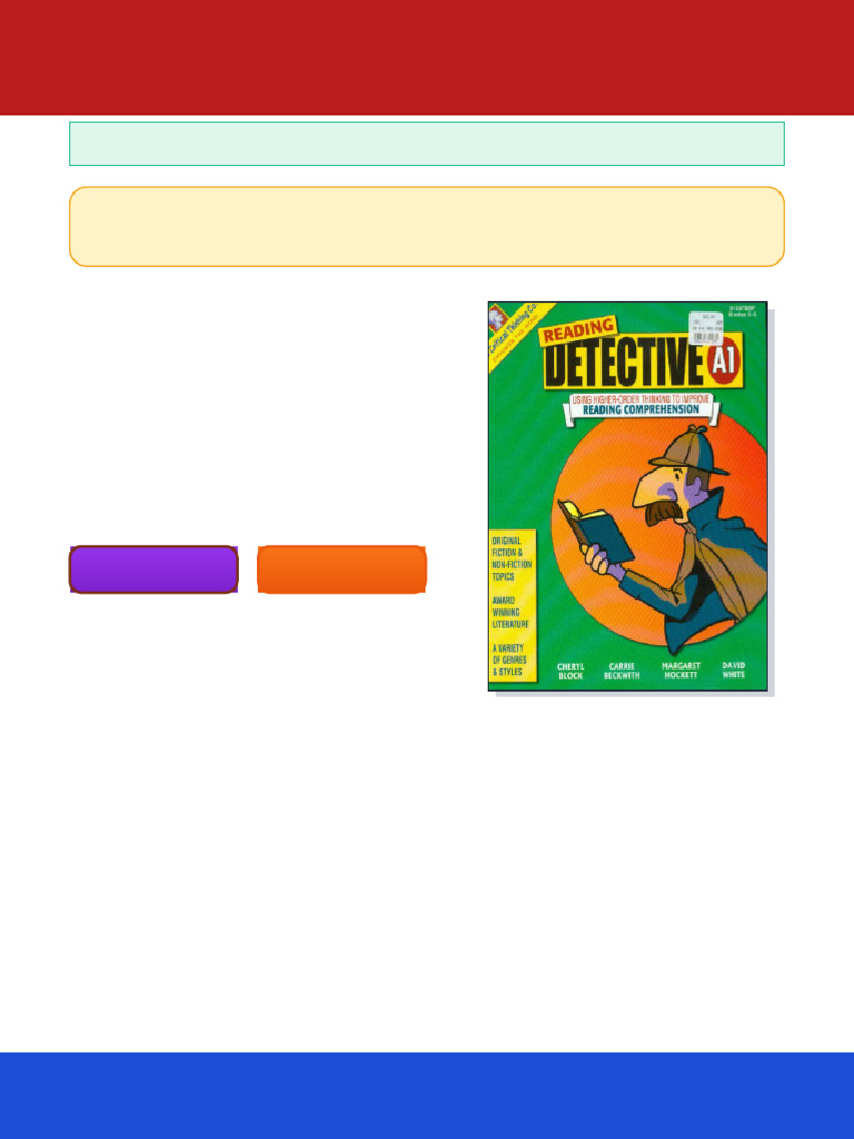 Reading Detective A1 1st Edition Cheryl Block Ebook Reading Bundle ...