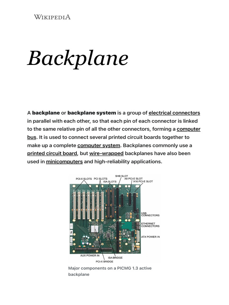 Backplane - Wikipedia | PDF | Computer Hardware | Electrical Engineering