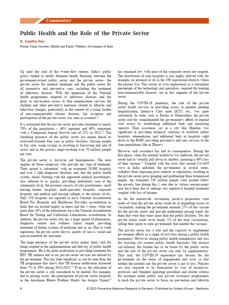 Public Health and The Role of The Private Sector.4 | PDF | Public ...