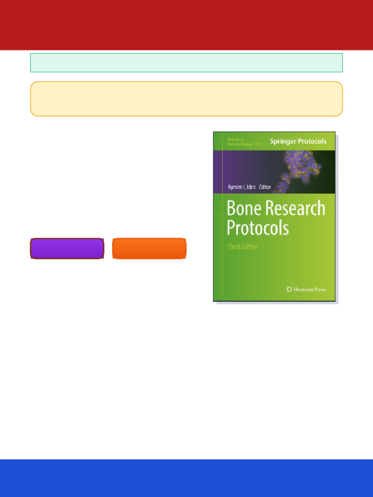 Bone Research Protocols Aymen I. Idris Ebook Premium Clarity Edition ...
