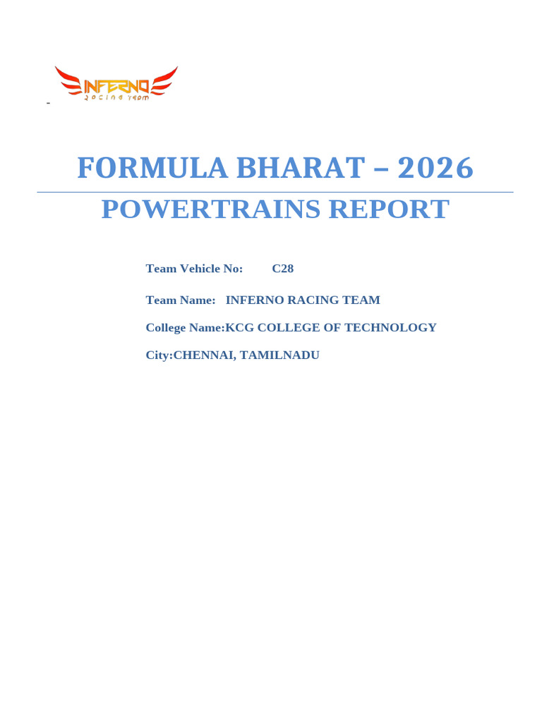 Formula Bharat 2026 Powertrain Report | PDF | Vehicles | Mechanical ...