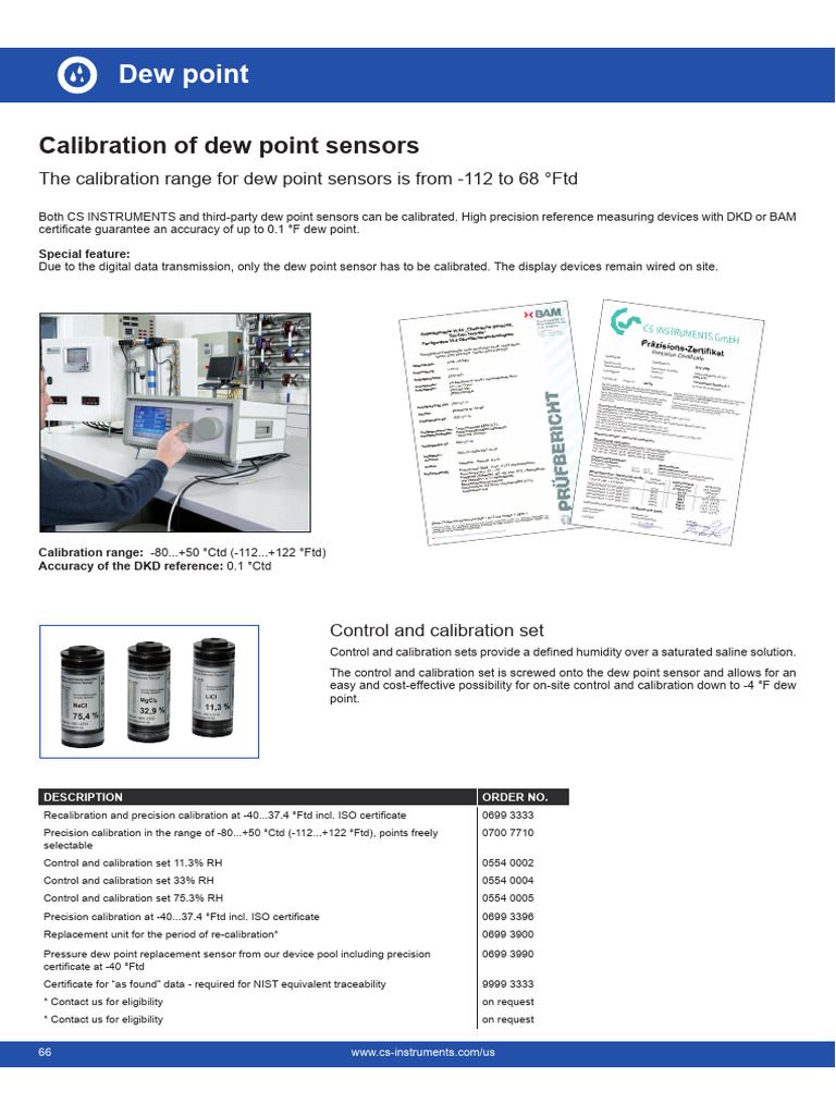 Dew Point Sensor Calibration Set | PDF | Calibration | Applied And ...