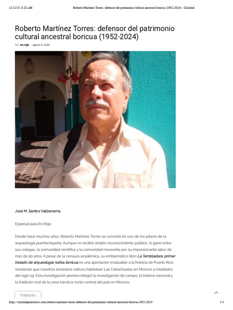 Roberto Martínez Torres - Defensor Del Patrimonio Cultural Ancestral ...