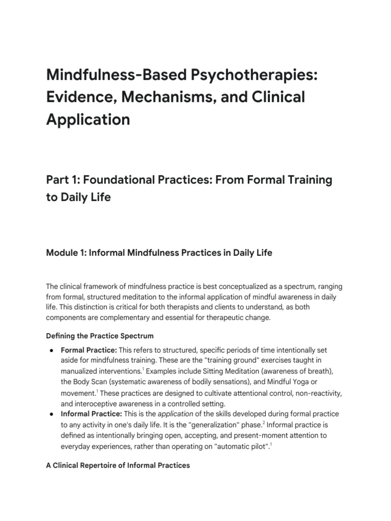 Mindfulness Practices in Therapy Explained | PDF | Cognitive Behavioral ...