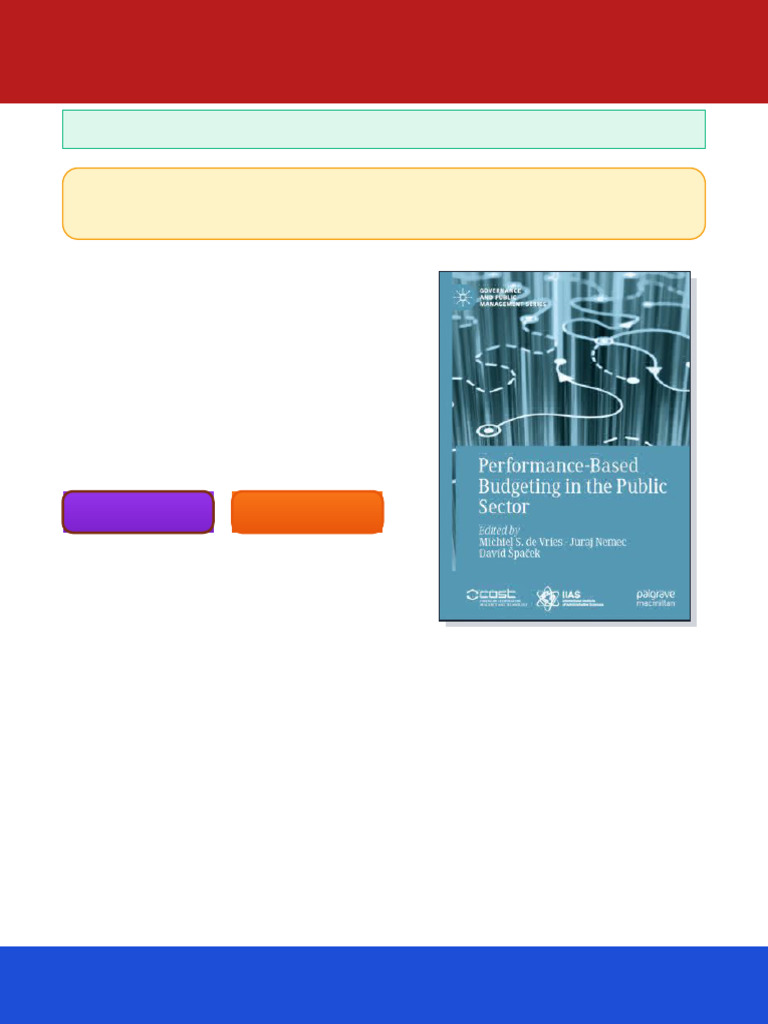 Performance-Based Budgeting in The Public Sector Michiel S. de Vries ...
