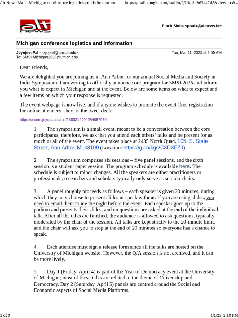 Michigan Conference Logistics Information | PDF | Meal