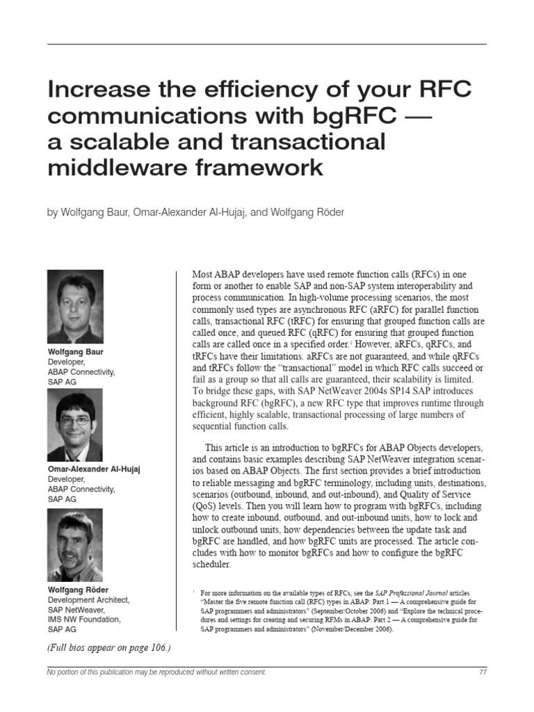 bgRFC: Enhancing SAP RFC Efficiency | PDF | Quality Of Service ...