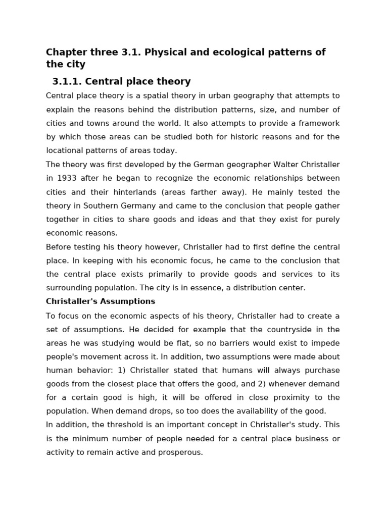 Central Place Theory Explained | PDF