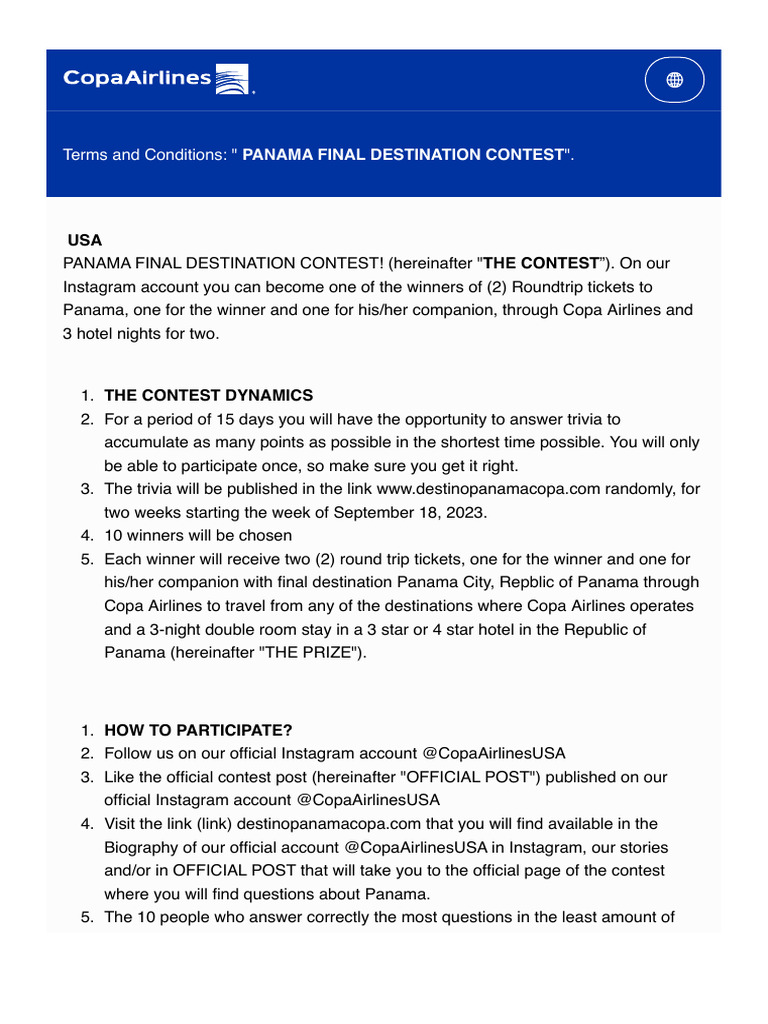 Contest Rules | PDF | Airlines | Hotel