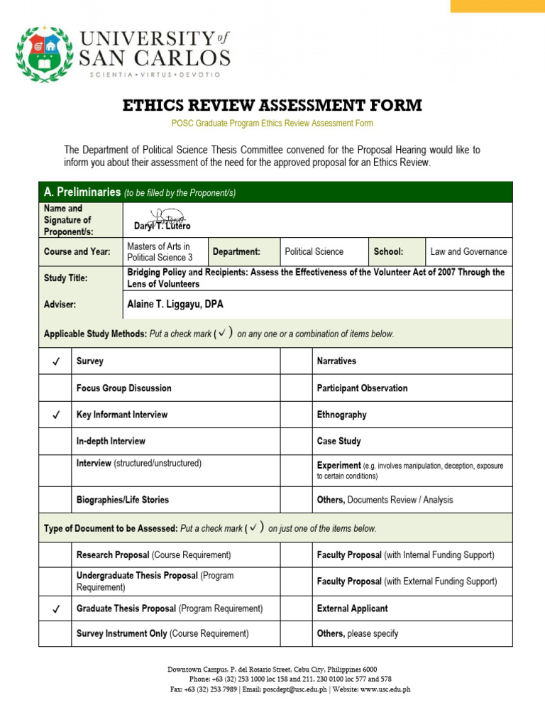Ethics Review Proposal for Political Science | PDF | Clinical Trial