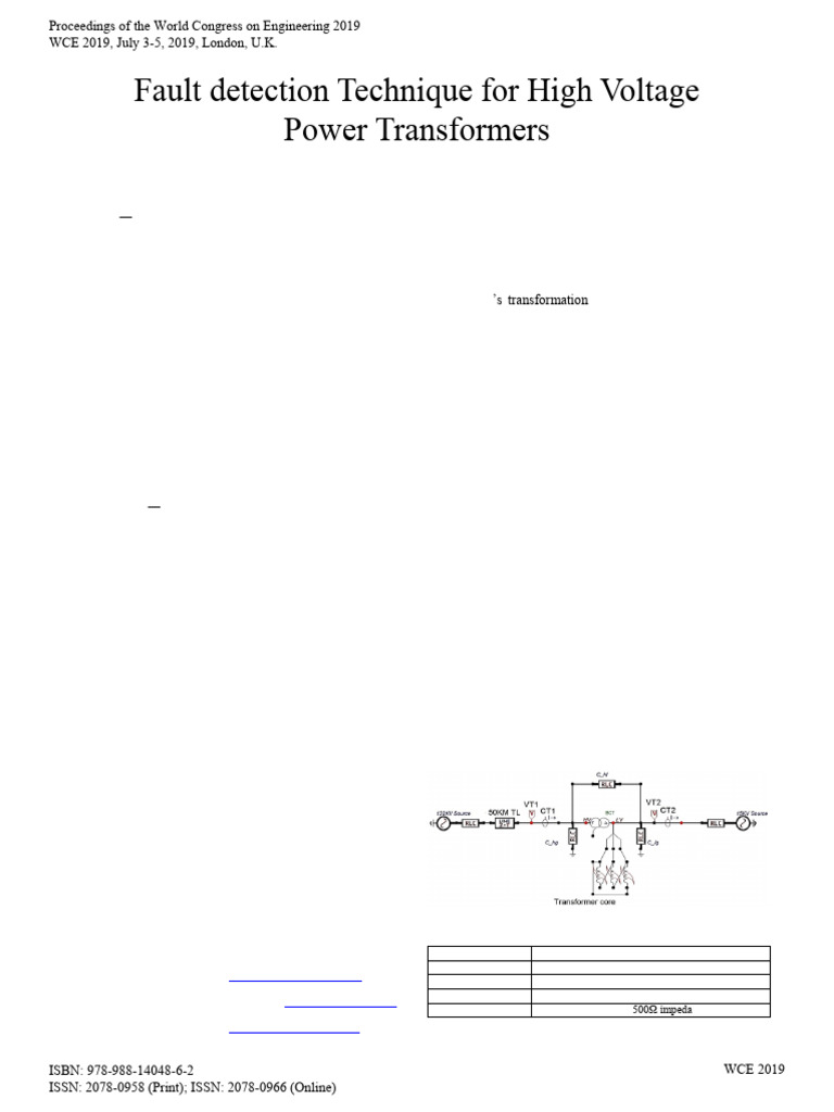 Fault Detection Technique for High Voltage Power Transformers | PDF ...