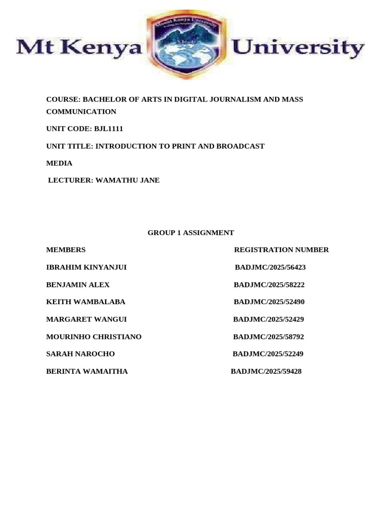 Group 1 Assignment (Overview of Newspapers) | PDF | Newspapers | Journalism