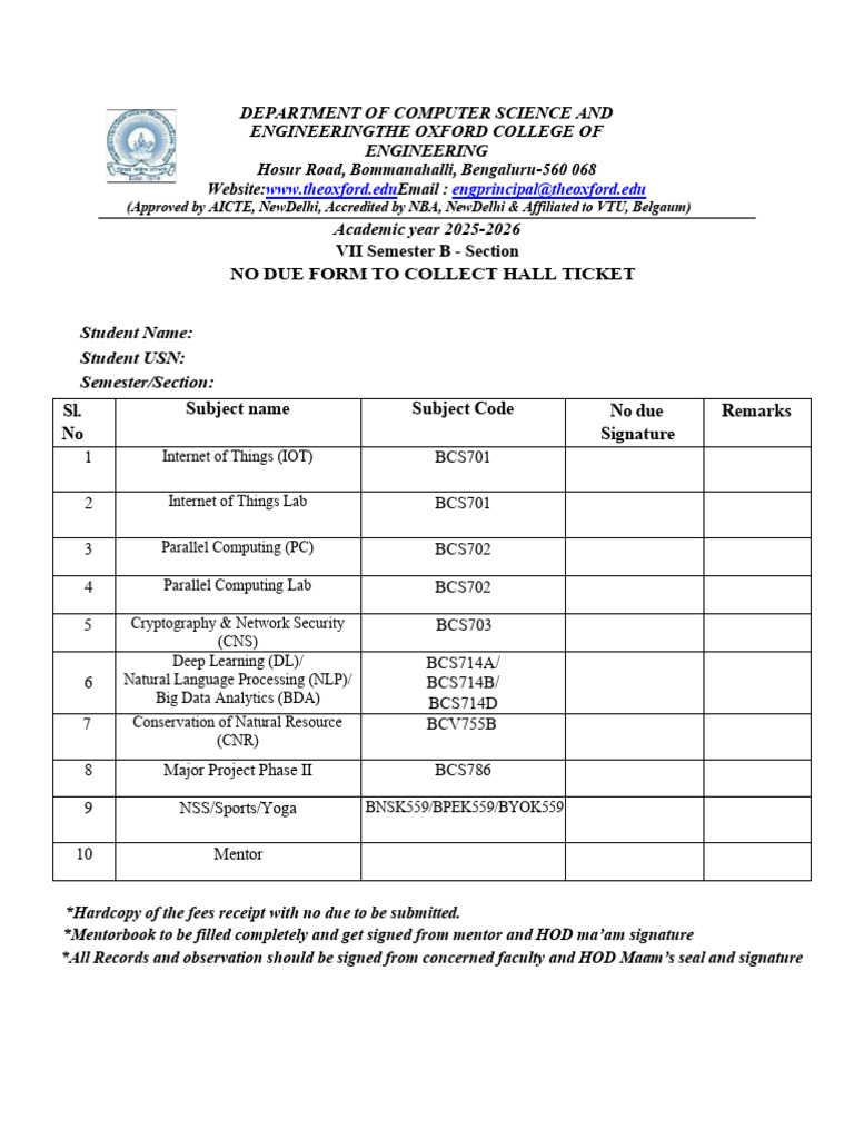 NO DUE FORM - 7B copy | PDF