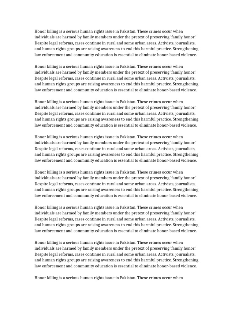 Honor Killing Crisis in Pakistan | PDF | Violence | Crimes