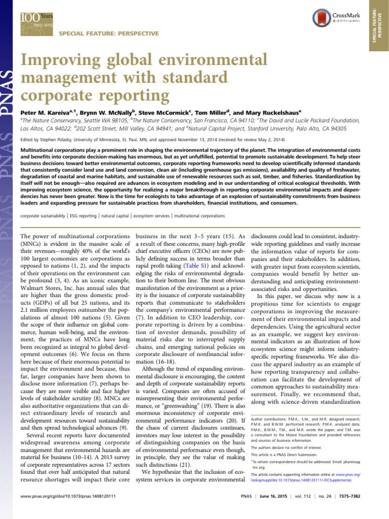 Corporate Environmental Reporting Standards | PDF | Sustainability ...